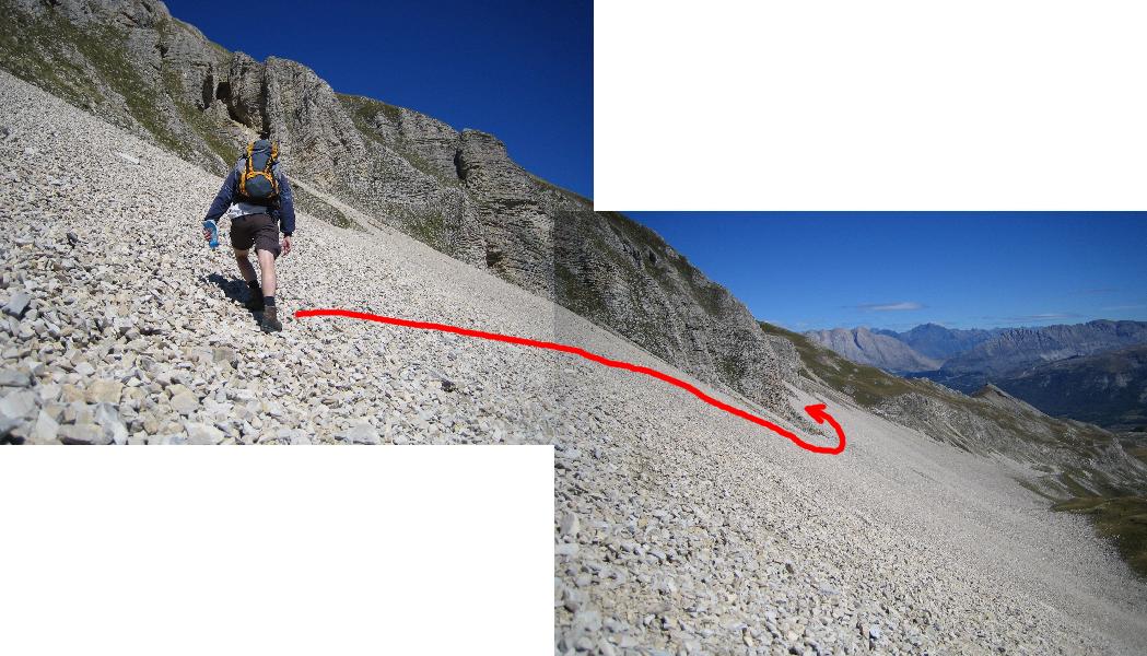 Trajectoire dans le pierrier